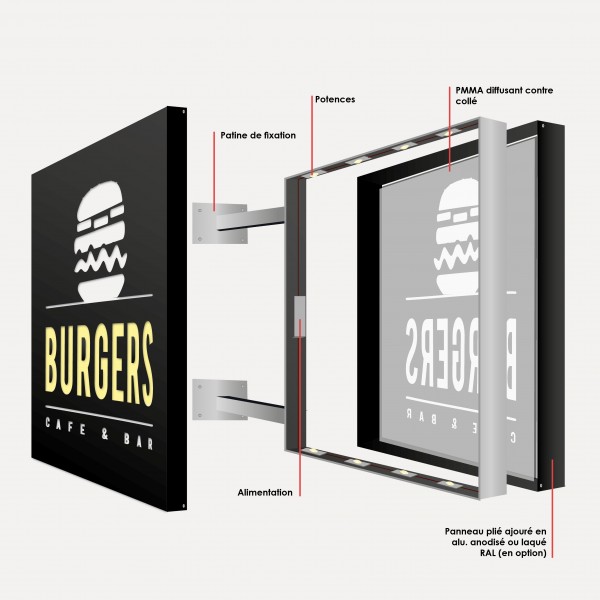 Caisson lumineux ajouré double face - Accueil | Mister Enseignes